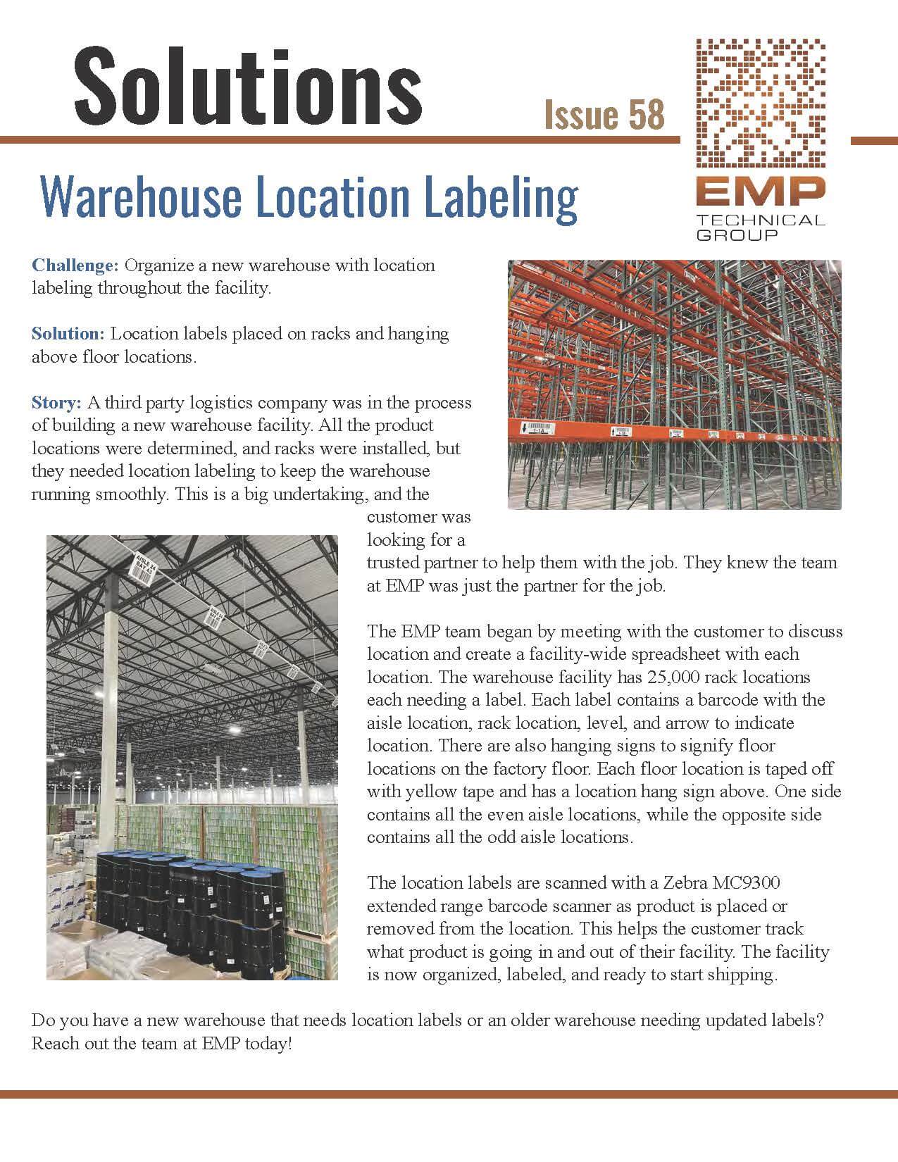 Warehouse Location Labeling - EMP Tech Group