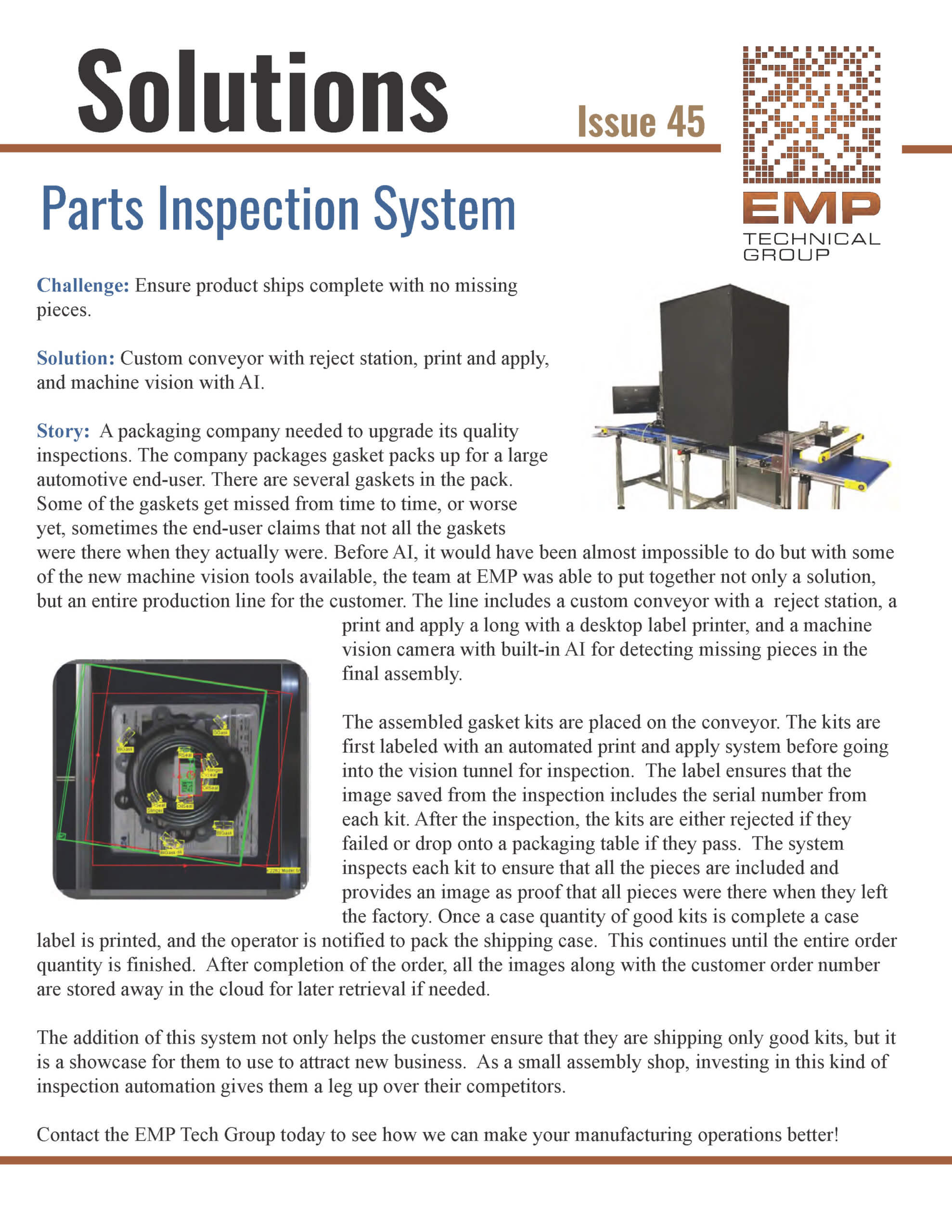 Deep Learning Parts Inspection - EMP Tech Group