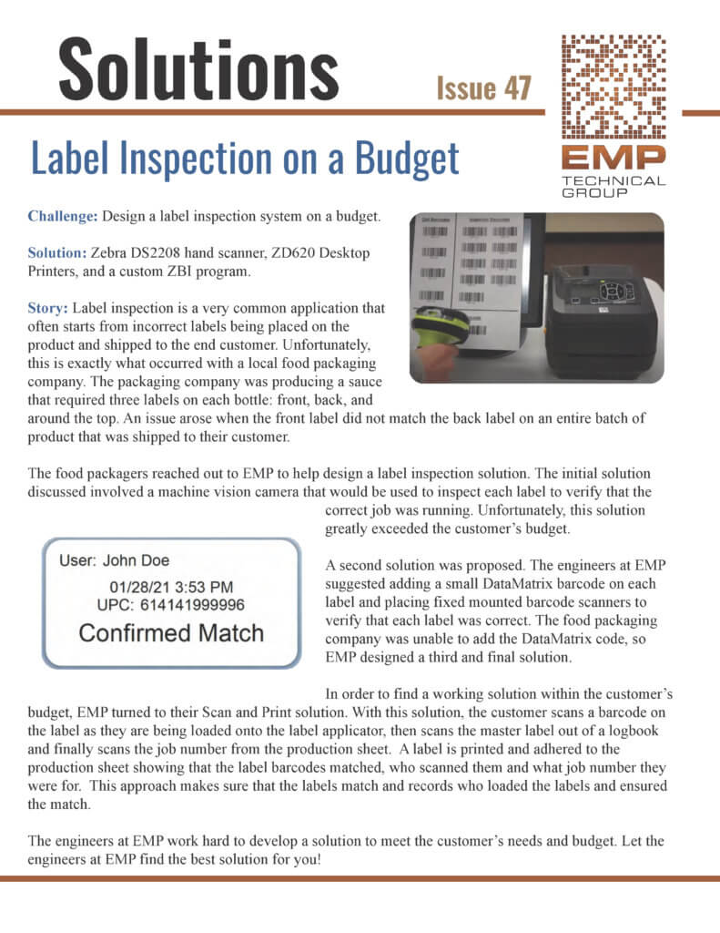 Label Inspection on a Budget - EMP Tech Group