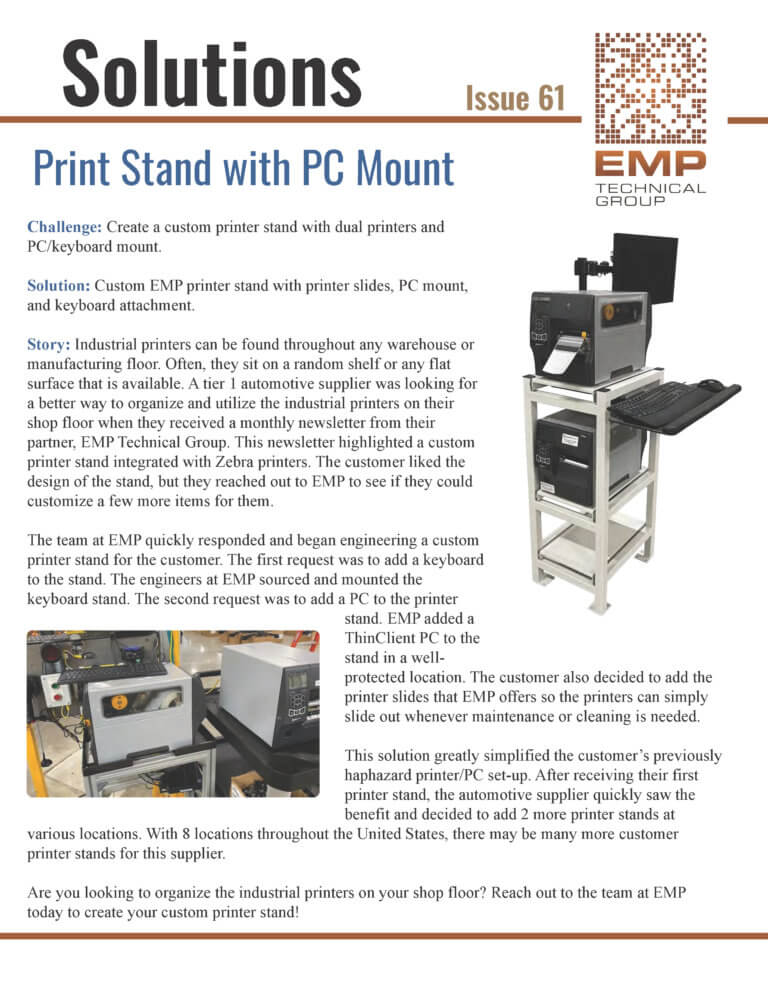 Printer Stand with PC Mount - EMP Tech Group