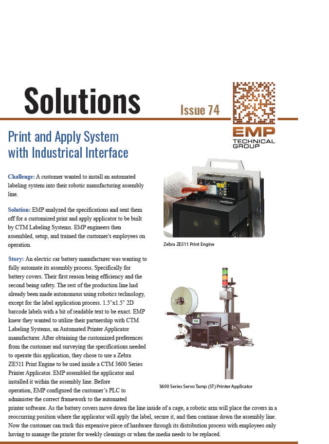 Print and Apply System with Industrial Interface - EMP Tech Group