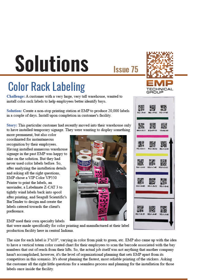 Color Rack Labeling - EMP Tech Group