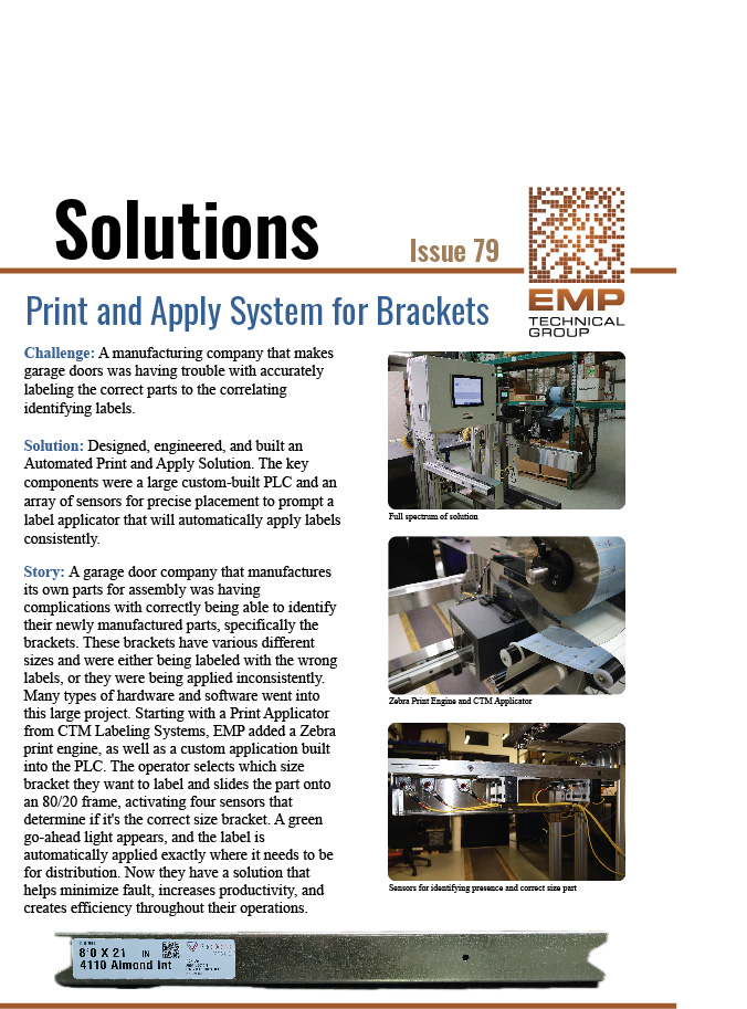 Print and Apply System for Brackets - EMP Tech Group
