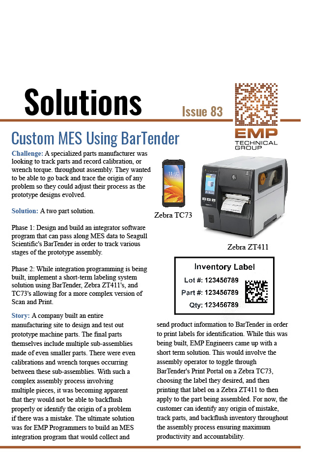 Custom MES Using BarTender - EMP Tech Group