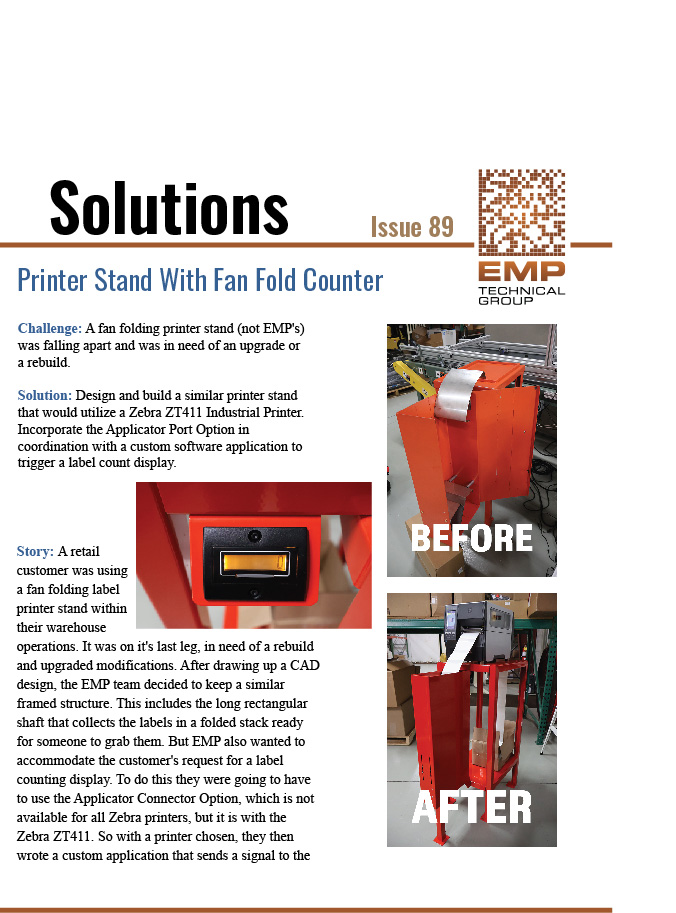 Printer Stand with Fan Fold and Counter - EMP Tech Group